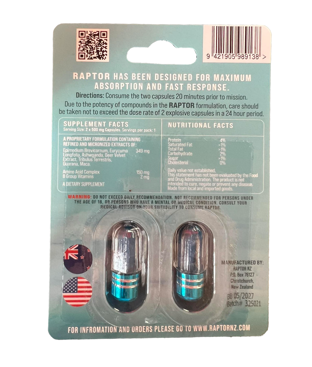 Raptor - Rocket Capsules | 2 Pack – Sinful-NZ